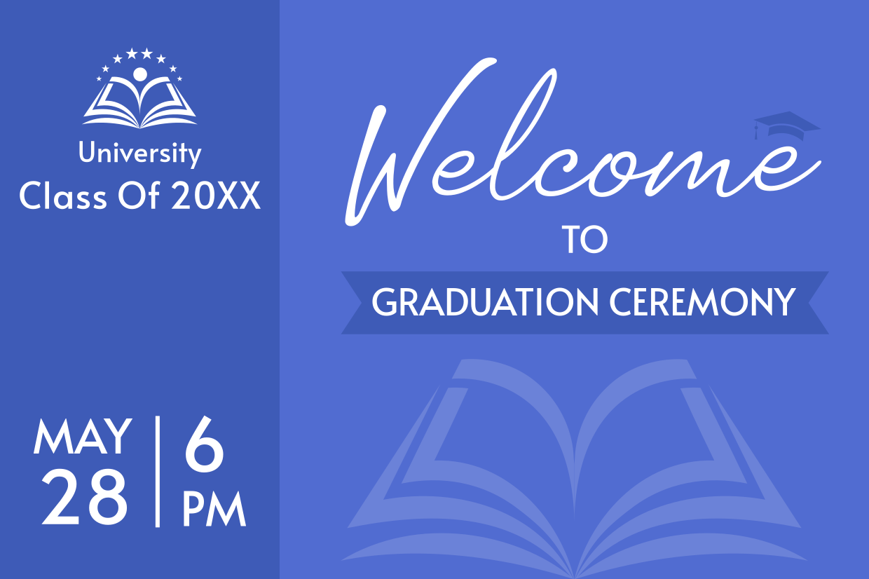 Blue University Emblem Graduation Sign Template | Square Signs