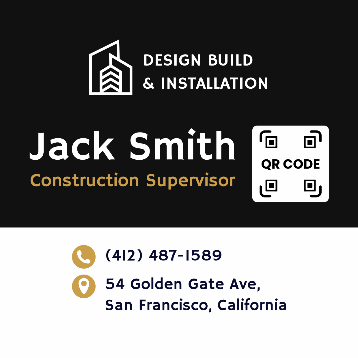 Yellow and Black Construction Business Card Template | Square Signs