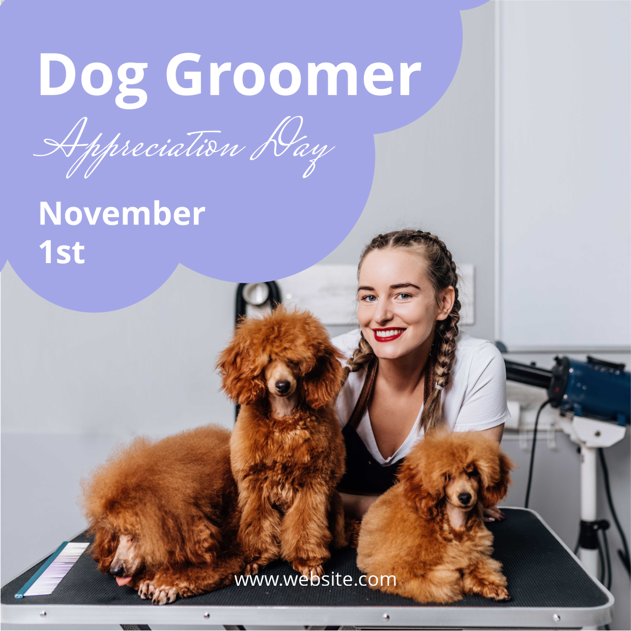 Dog Groomer Appreciation Day Sign Template | Square Signs