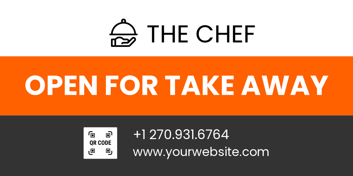 Informative Take Away With QR Code Sign Template | Square Signs