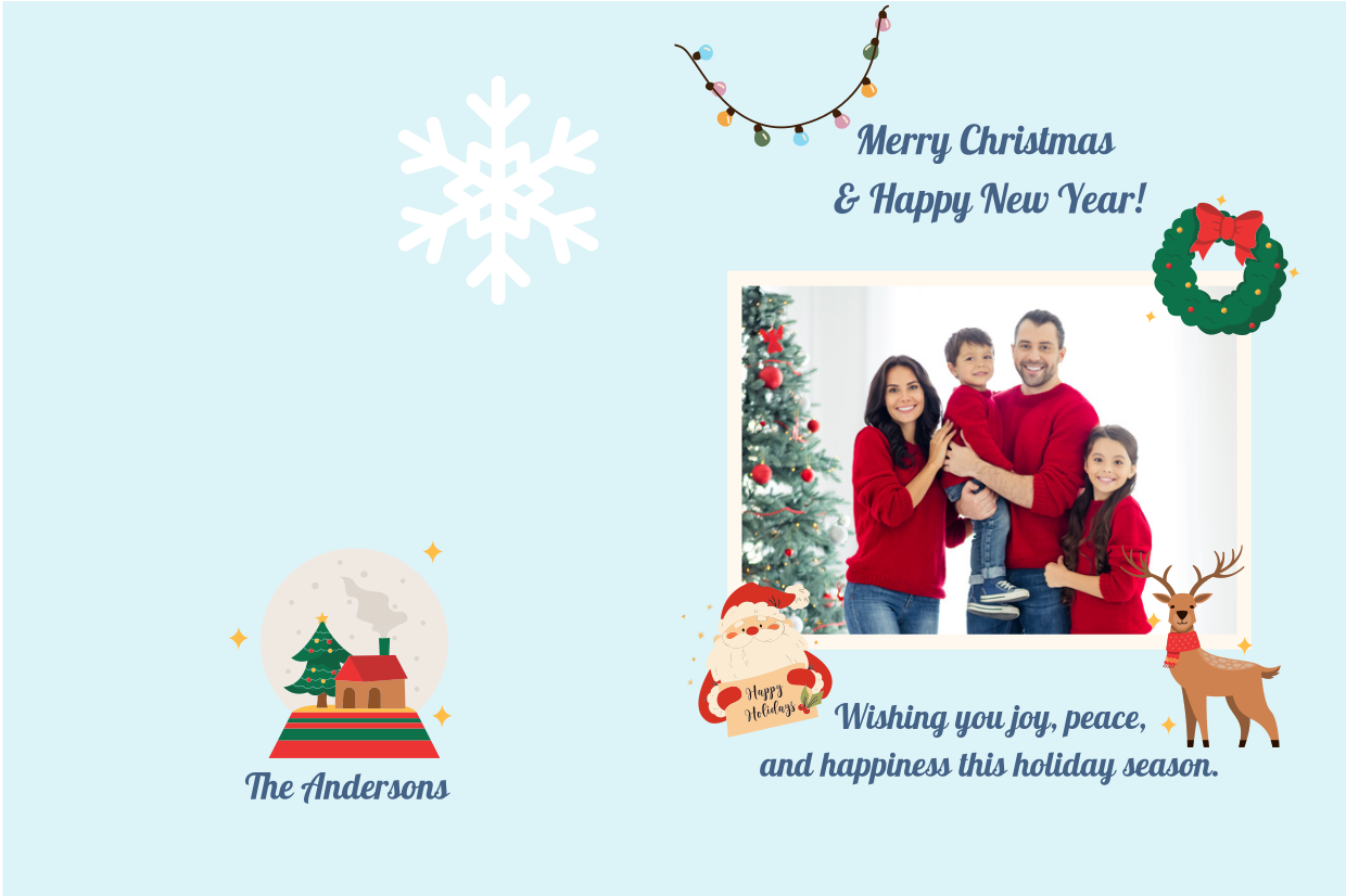 Light Blue Christmas Postcard Template | Square Signs