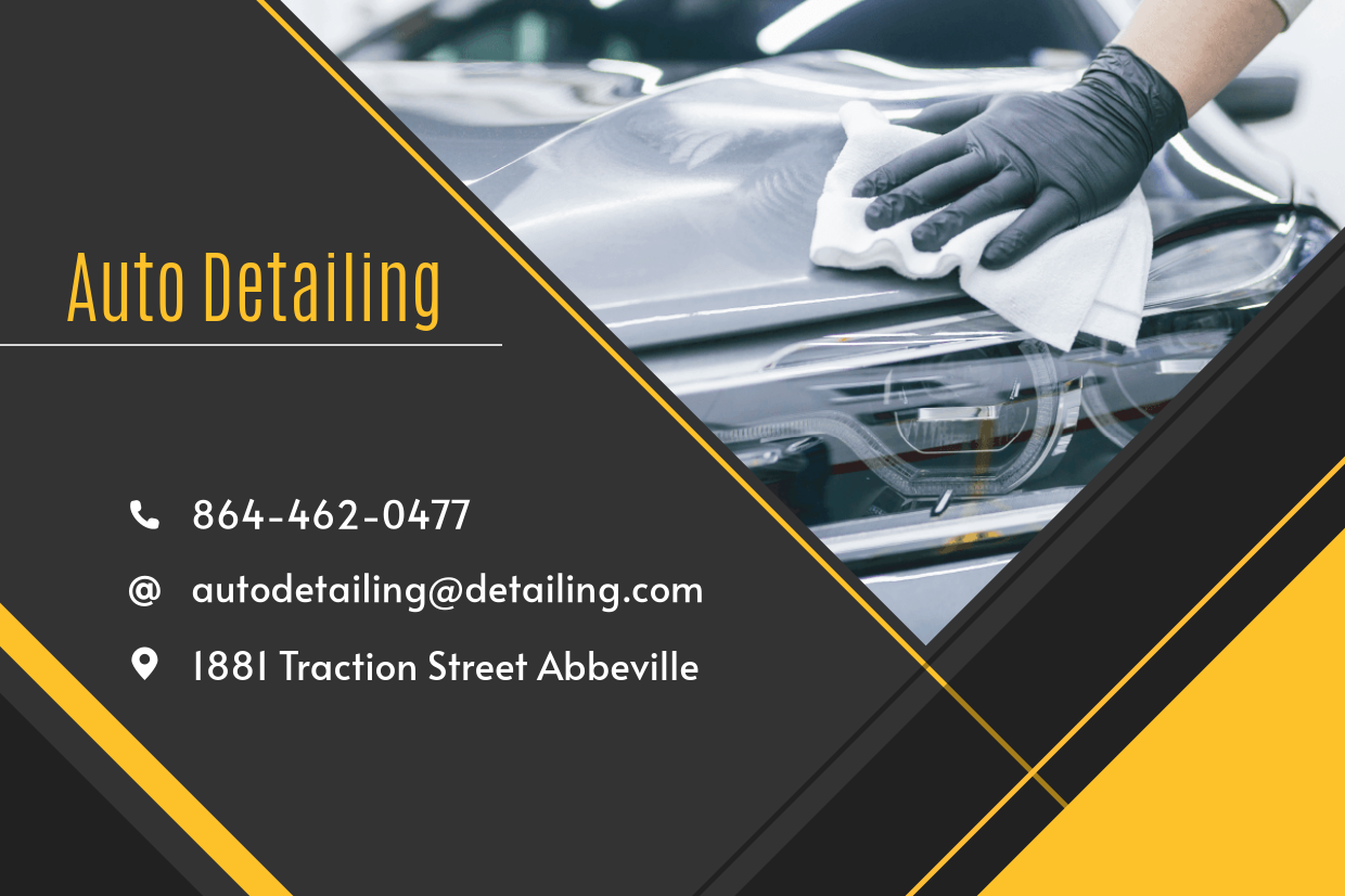 Black and Yellow Auto Detailing Business Card Template | Square Signs