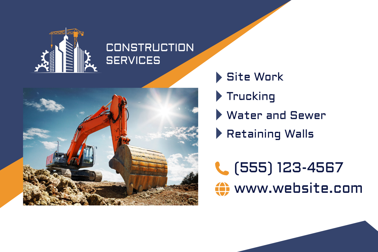 Colorful Construction Services Business Card Template | Square Signs