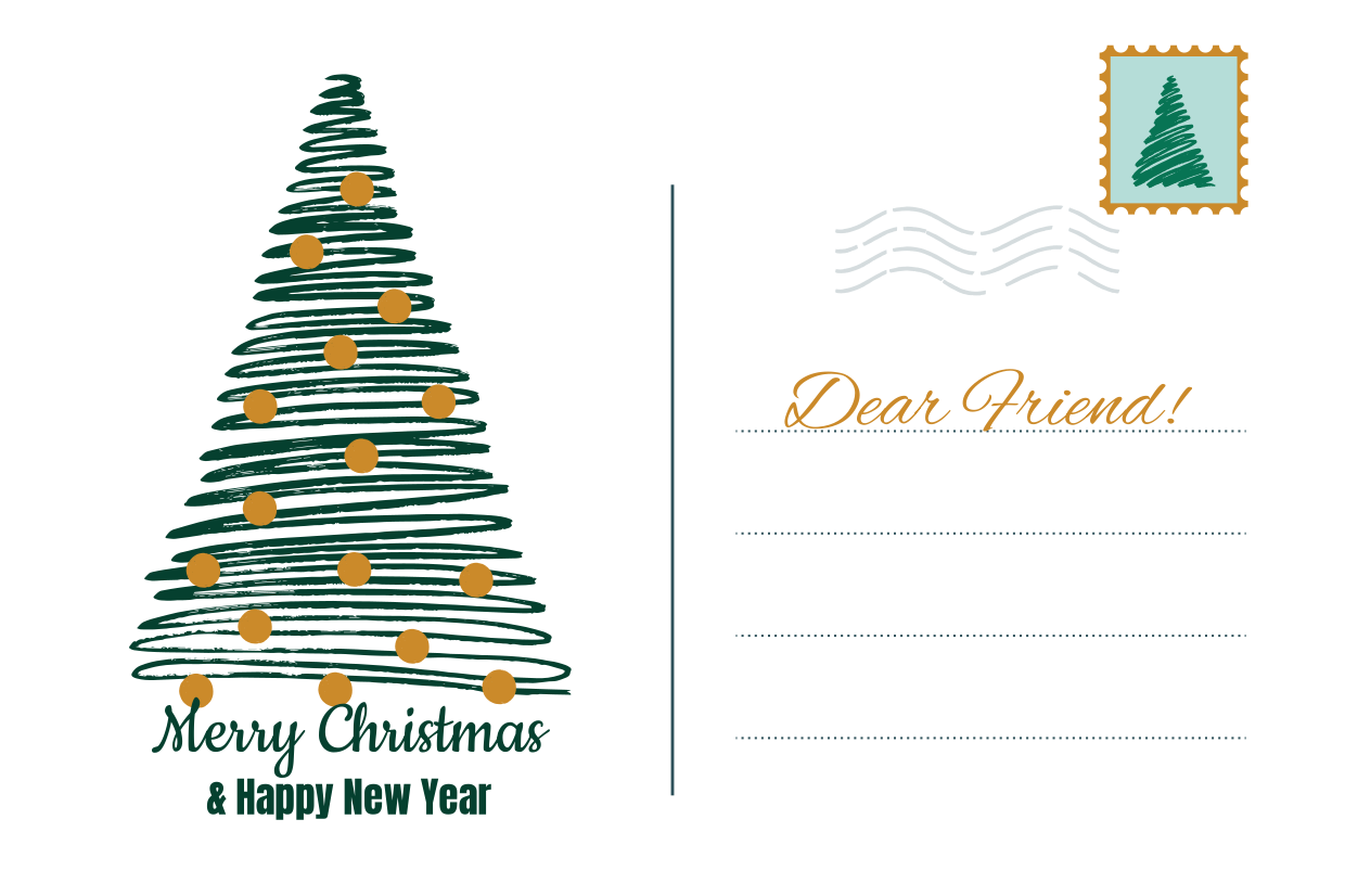 Festive Christmas Tree Postcard Template | Square Signs