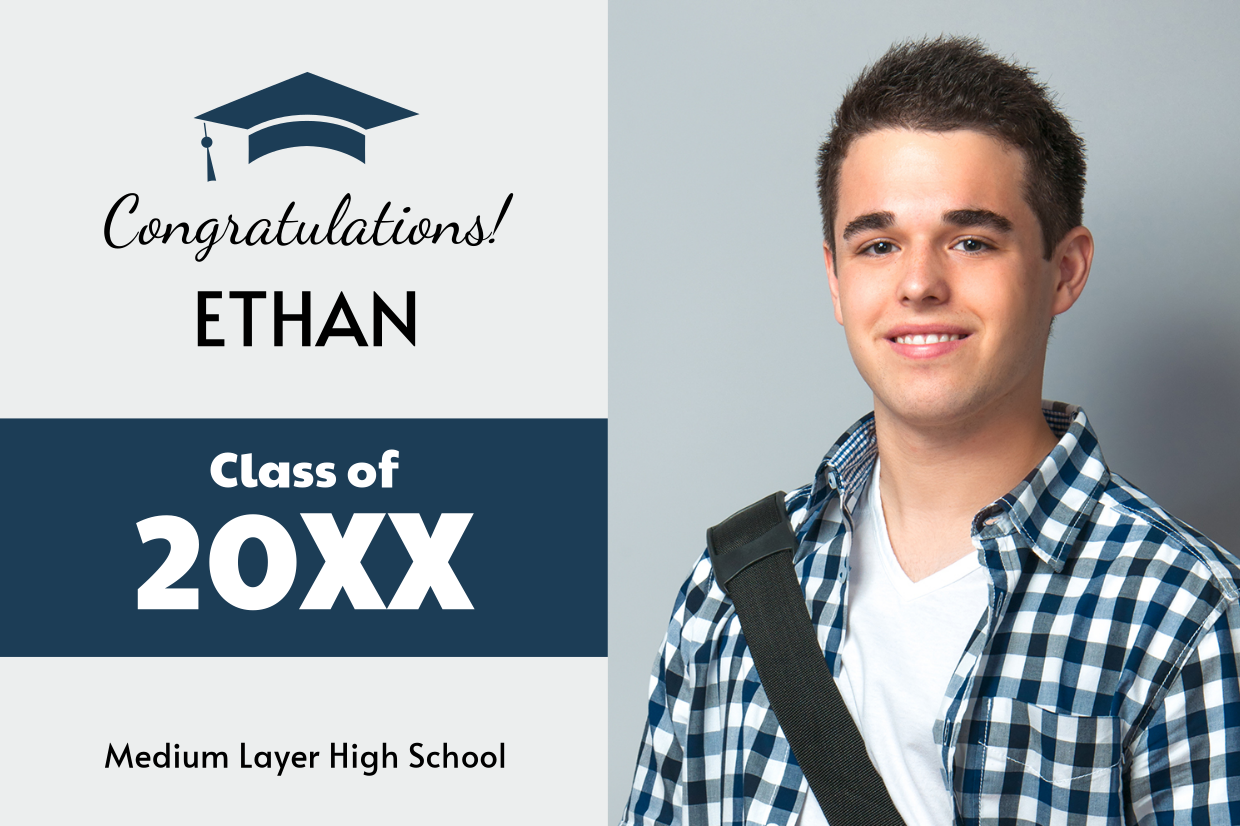 Smiling Male Student Photo on a Graduation Sign Template | Square Signs