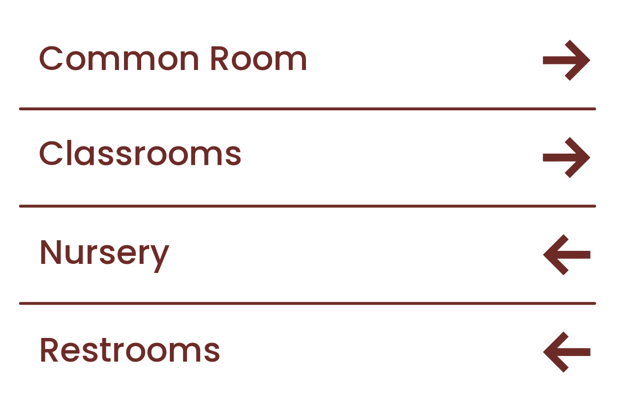 Directional Text and Arrows School Wayfinding Sign Template | Square Signs