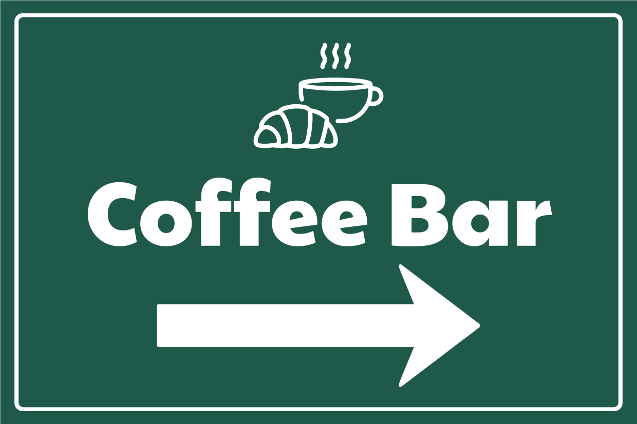 Hot Coffee Cup and Croissant Coffee Bar Sign Template | Square Signs
