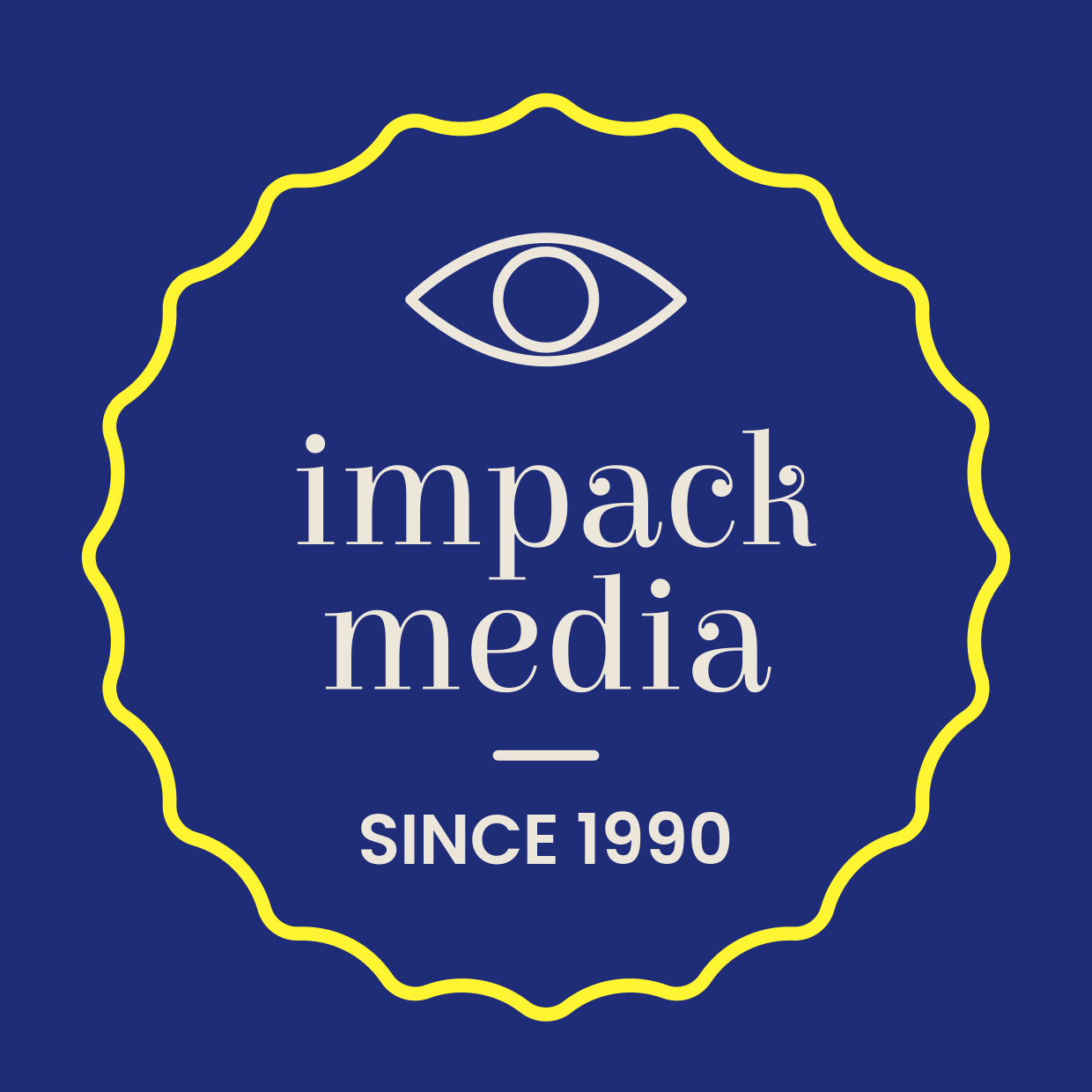 Blue and Yellow Impack Media Logo Template | Square Signs
