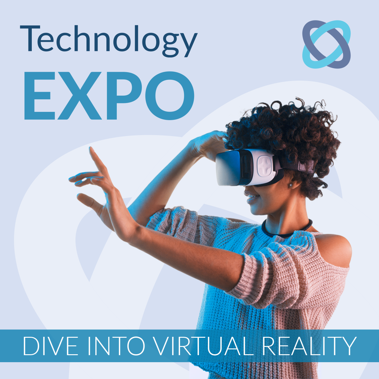 Blue-Themed Technology Expo Sign Template | Square Signs