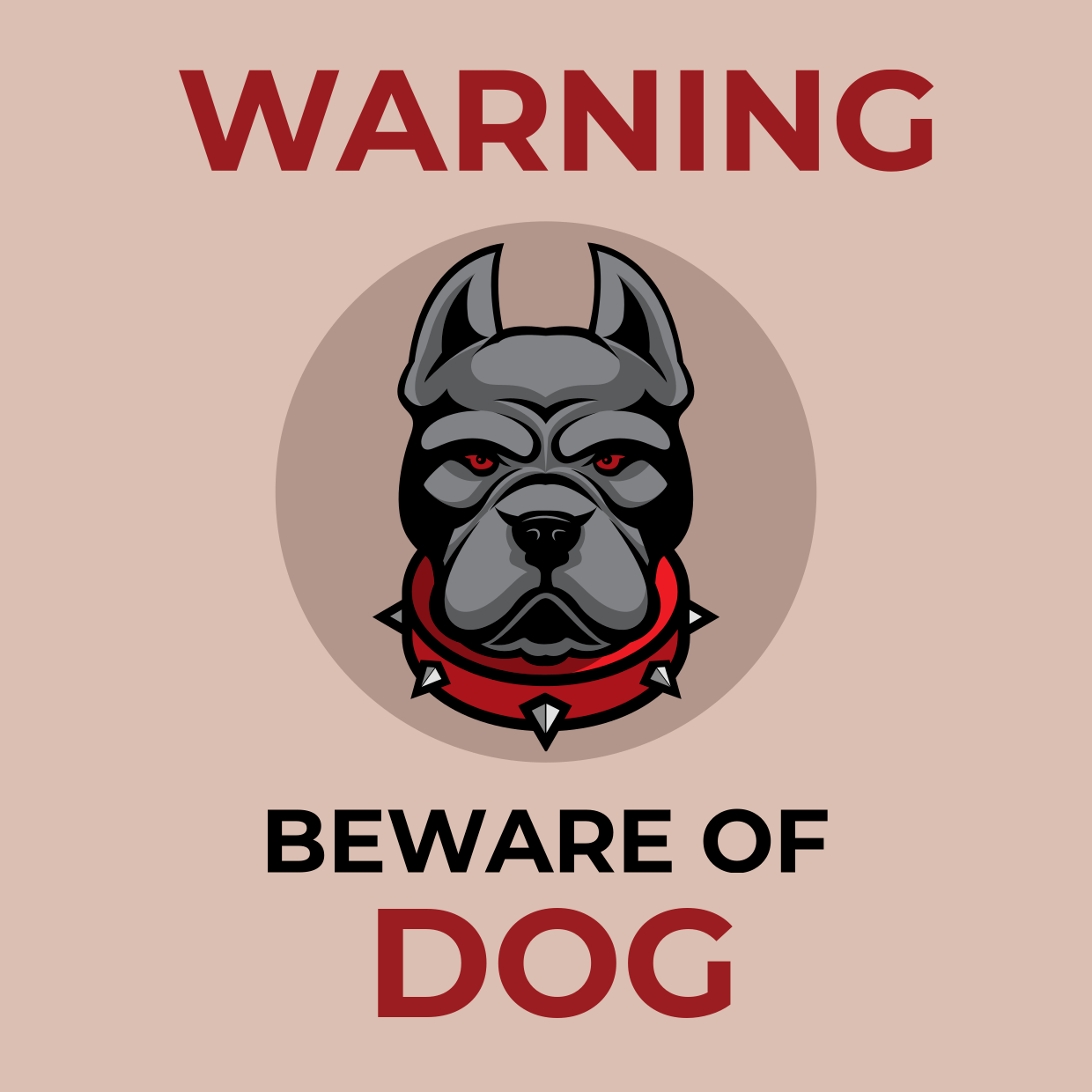 Beware of Dog With Pitbull Picture Warning Sign Template | Square Signs