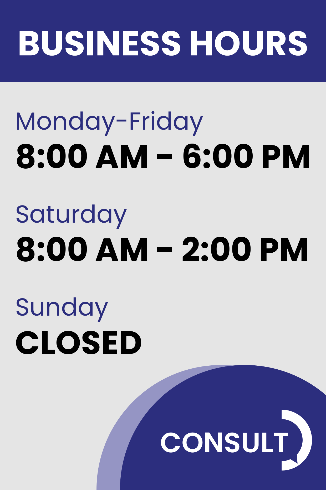 Gray and Blue Business Hours Sign Template | Square Signs