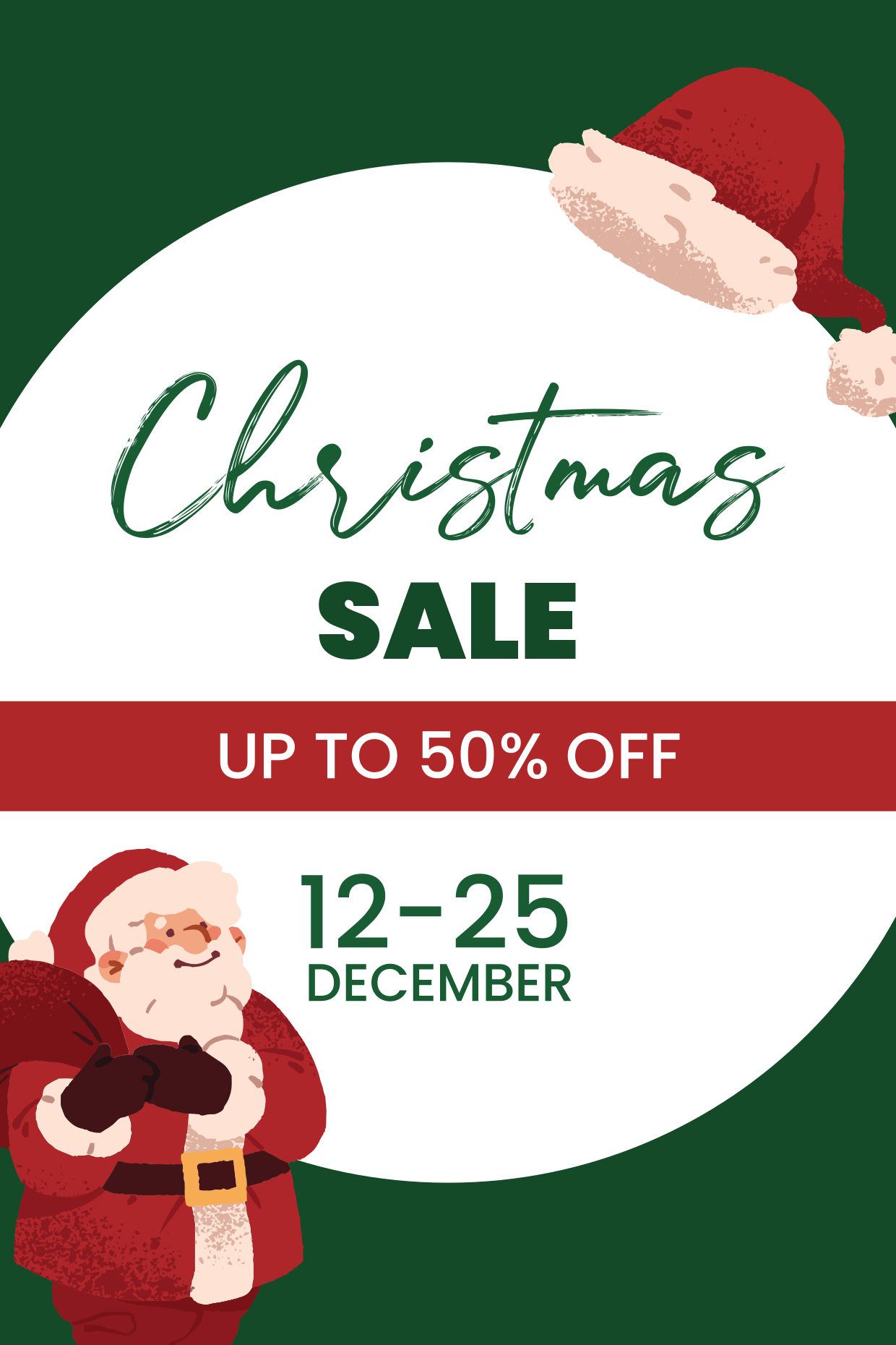 Green and Red Christmas Sale Sign Template | Square Signs