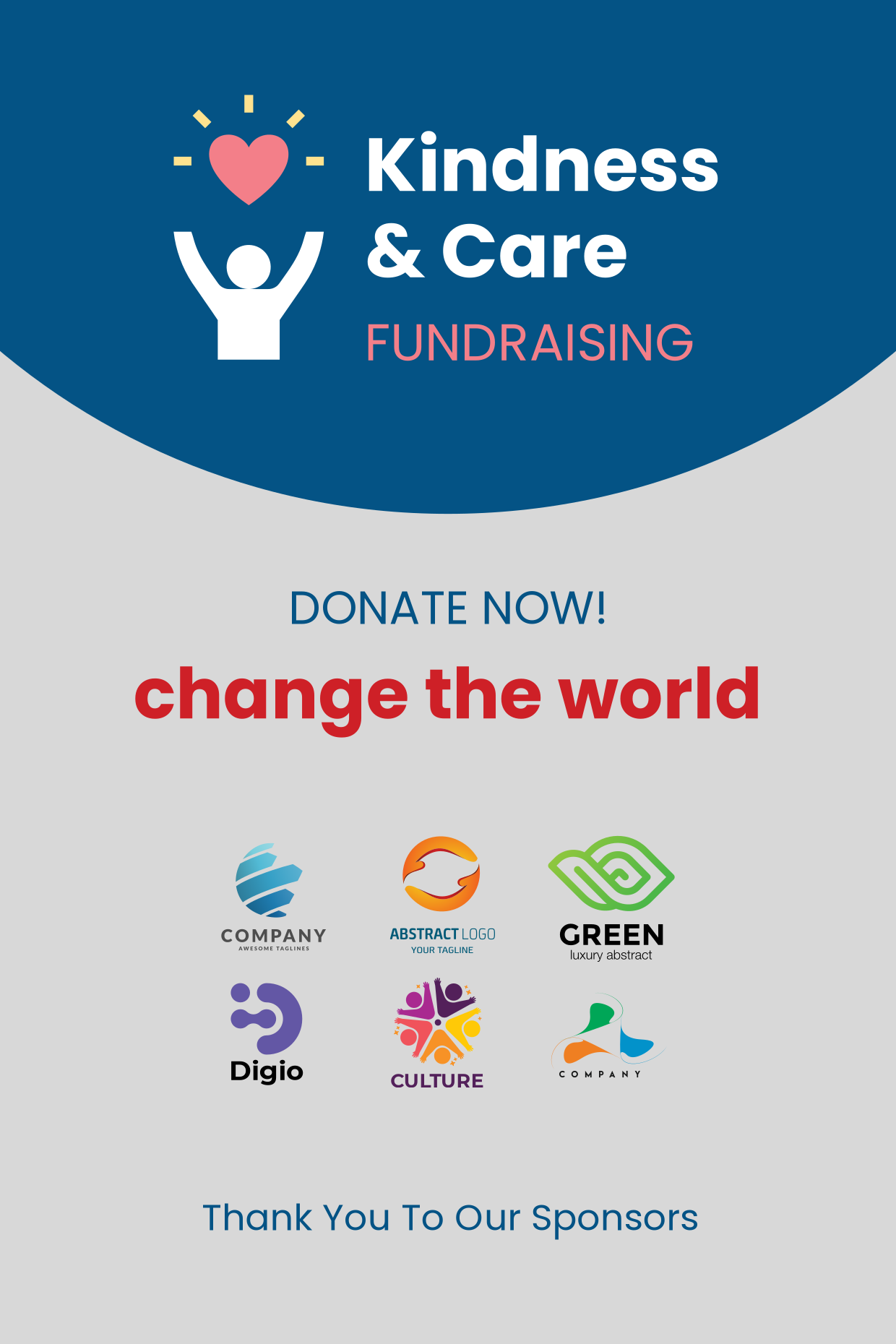 Colorful Kindness and Care Fundraising Sign Template | Square Signs