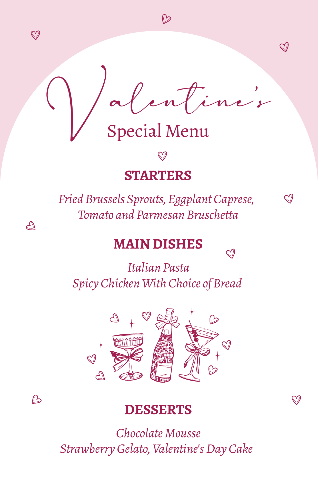 Elegant Valentine's Special Menu Sign Template | Square Signs