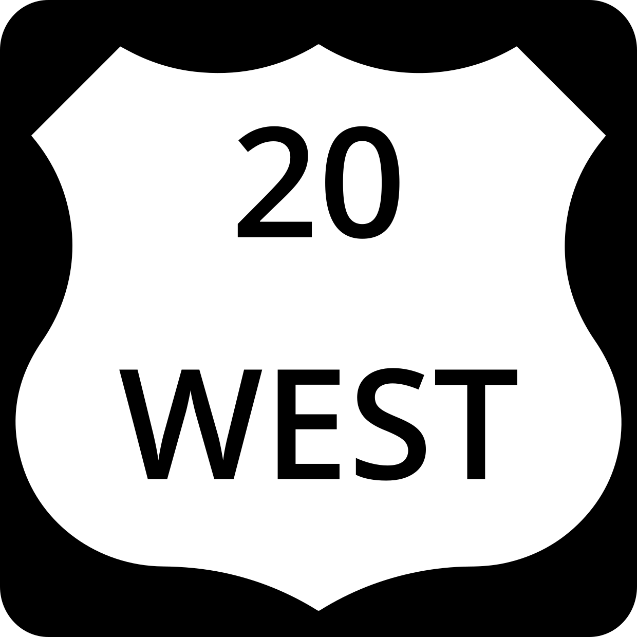 20 West Massachusetts Black and White Shield Sign Template | Square Signs