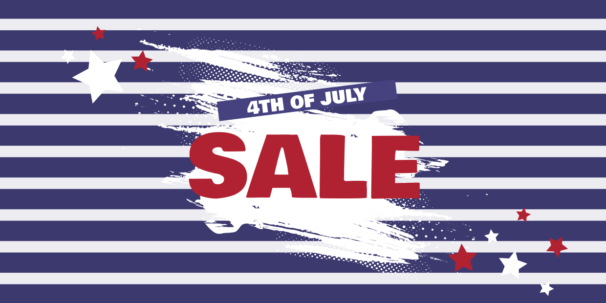 Blue Line-Patterned 4th of July Sale Sign Template | Square Signs