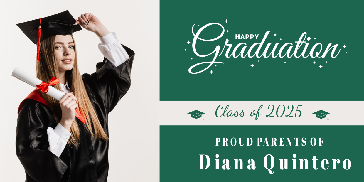 Green and White Graduation Sign Template | Square Signs
