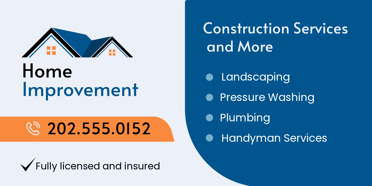 Home Improvement With Service List and Contact Sign Template | Square Signs