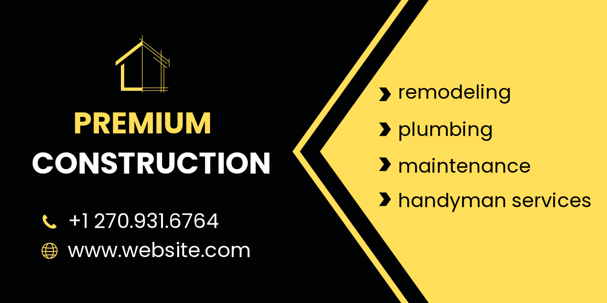 Black and Yellow Triangular Construction Sign Template | Square Signs