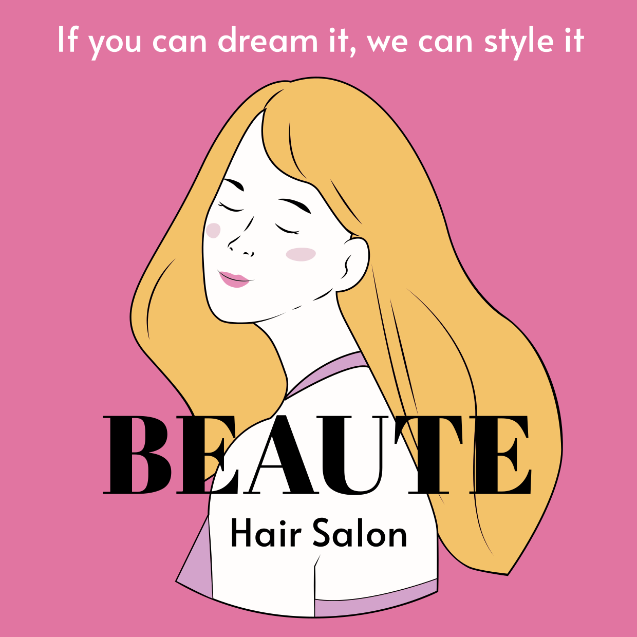 Pink Beauty Hair Salon Sign Template | Square Signs