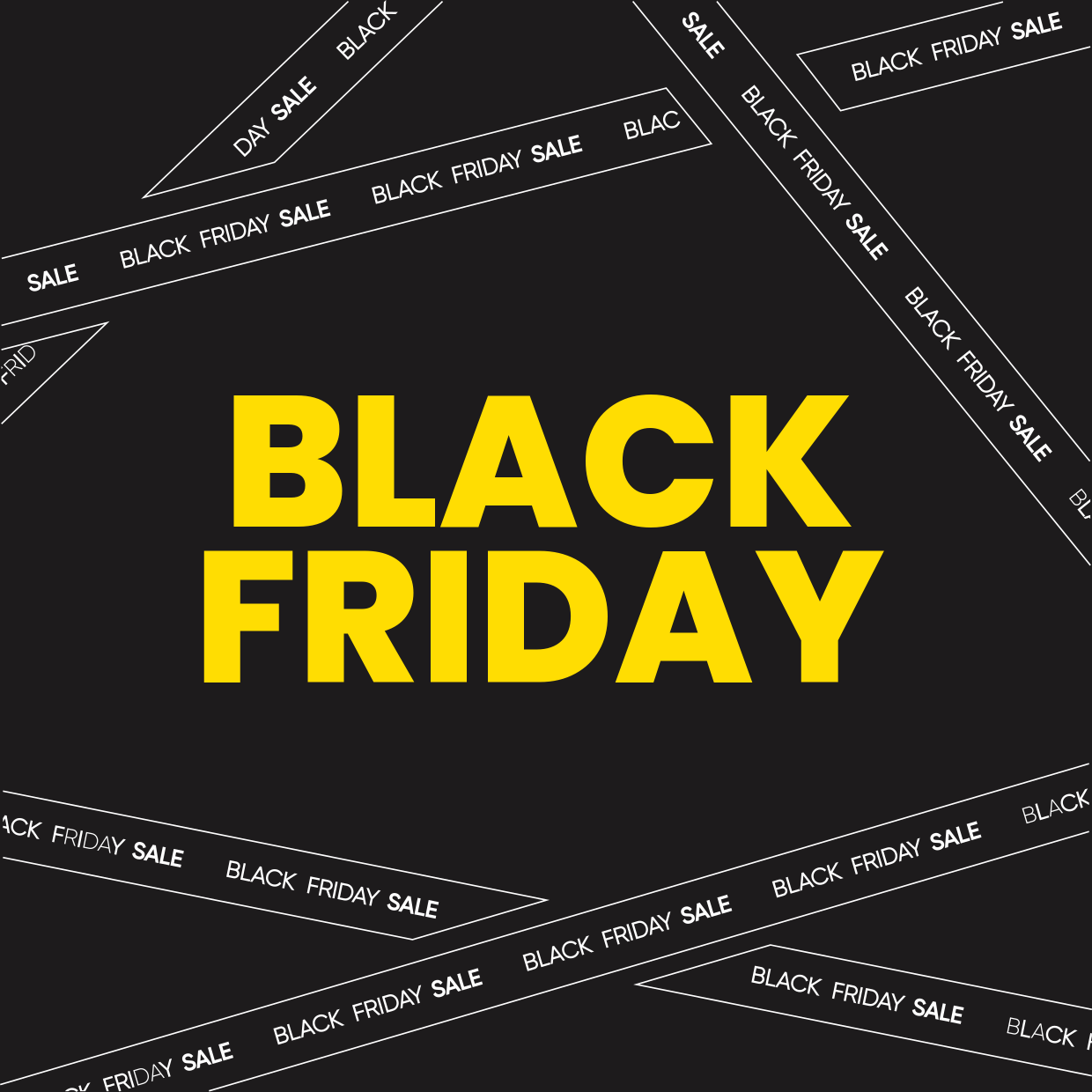 Yellow Black Friday With Repeating Sale Sign Template | Square Signs