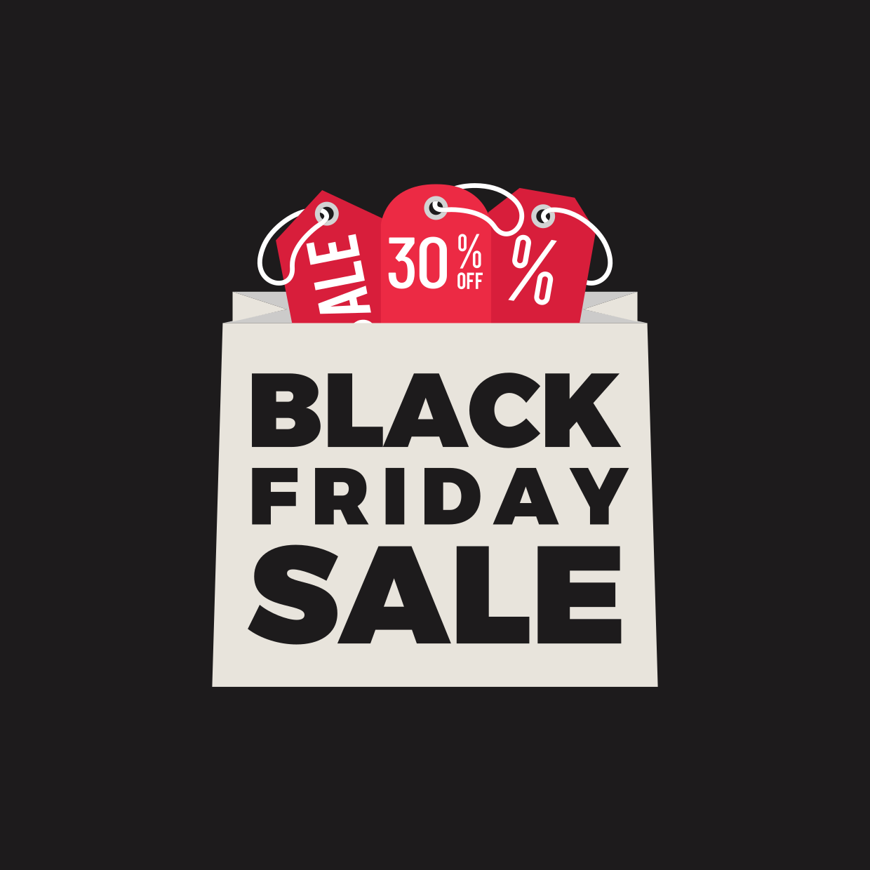 Black Friday Sale Thirty Percent Off Sign Template | Square Signs