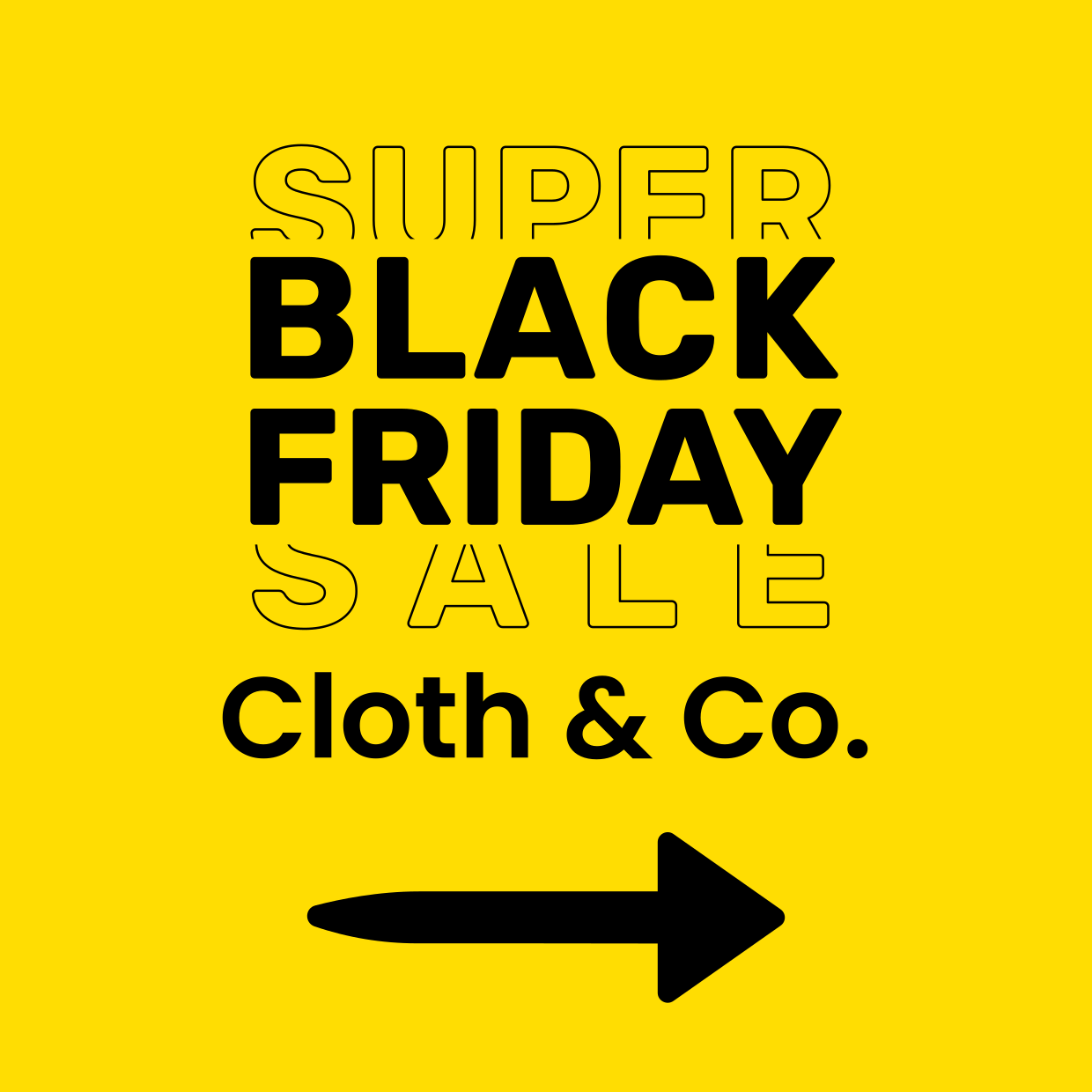 Yellow Super Black Friday Sale Directional Sign Template | Square Signs