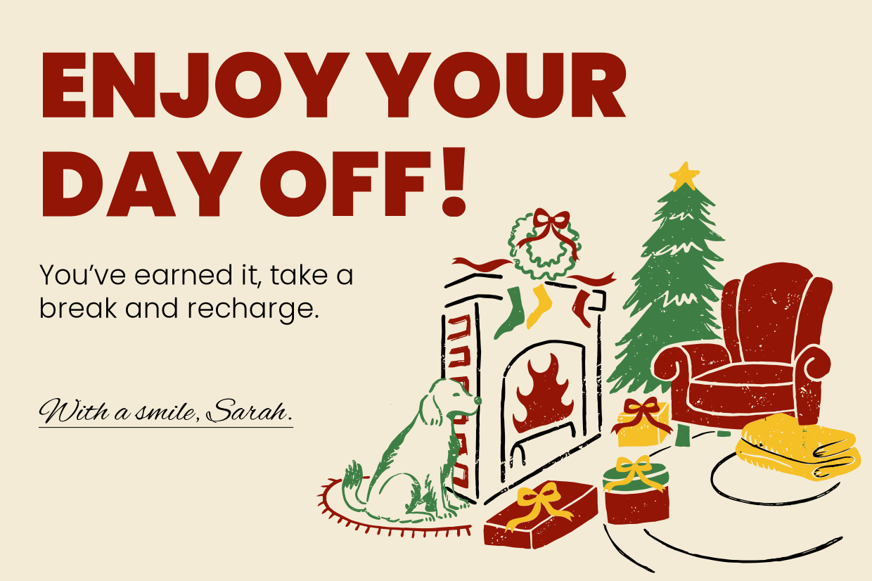 Enjoy Your Day Off Christmas Sign Template | Square Signs