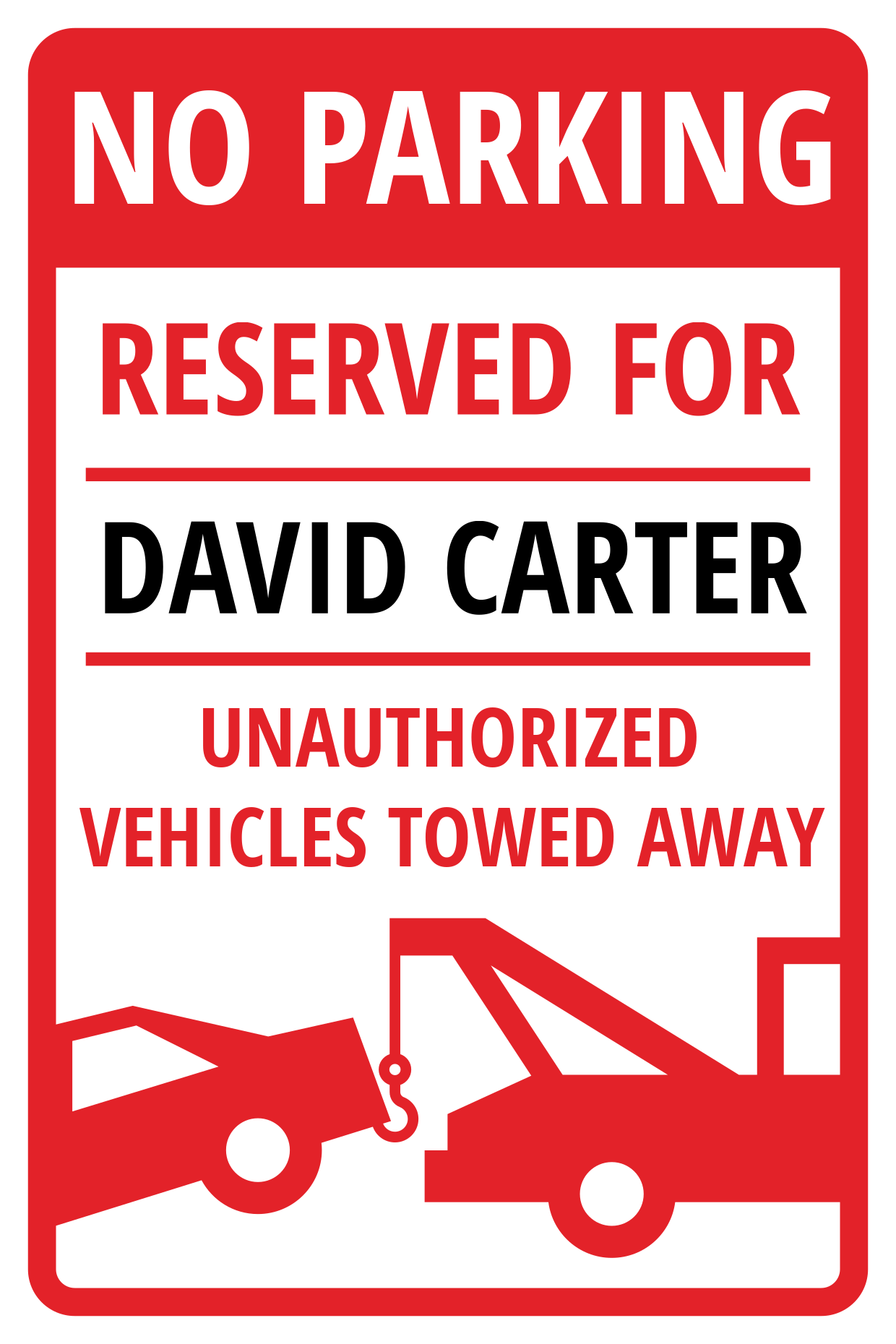 Red and White No Parking Reserved Sign Template | Square Signs