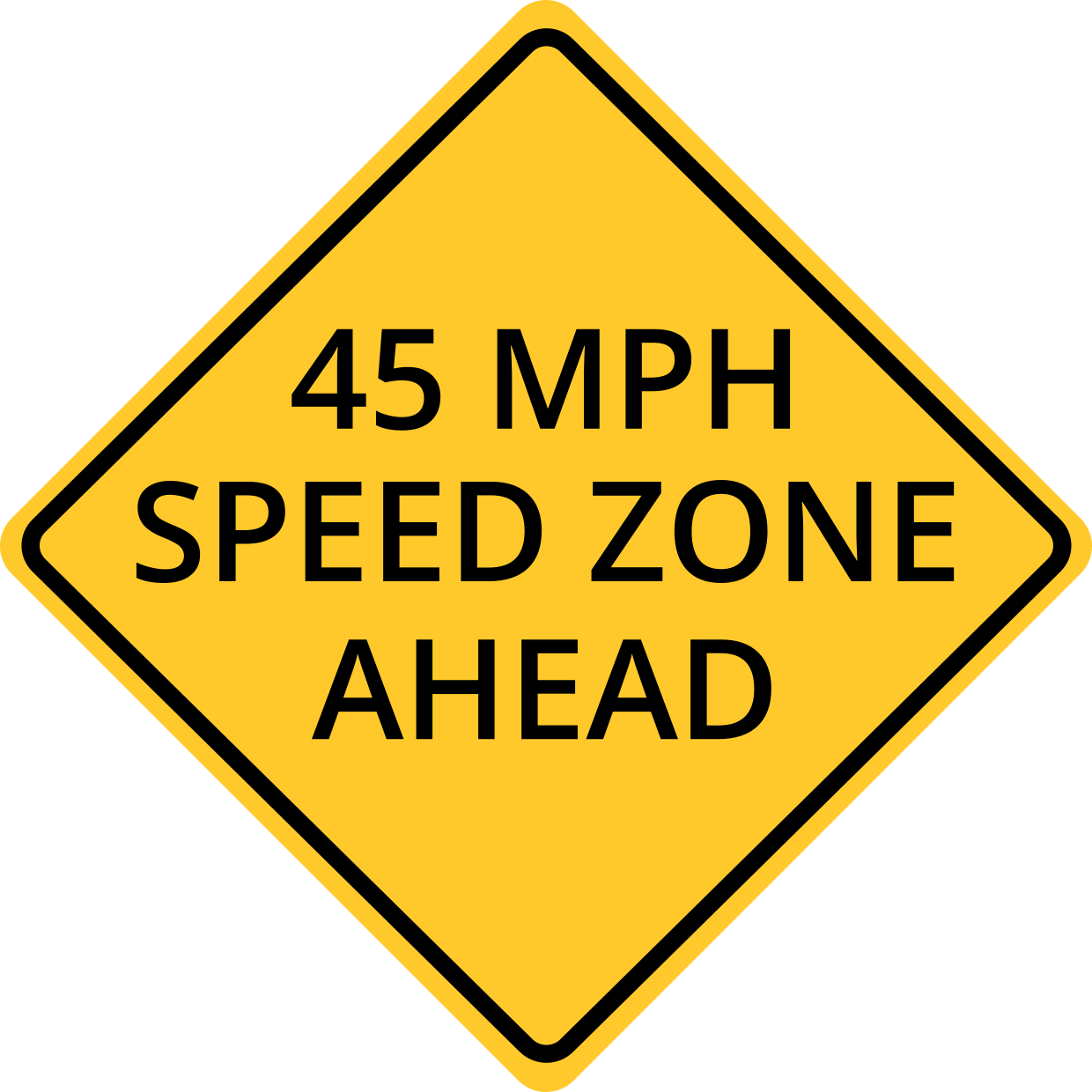 45 MPH Speed Zone Ahead Warning Traffic Sign Template | Square Signs