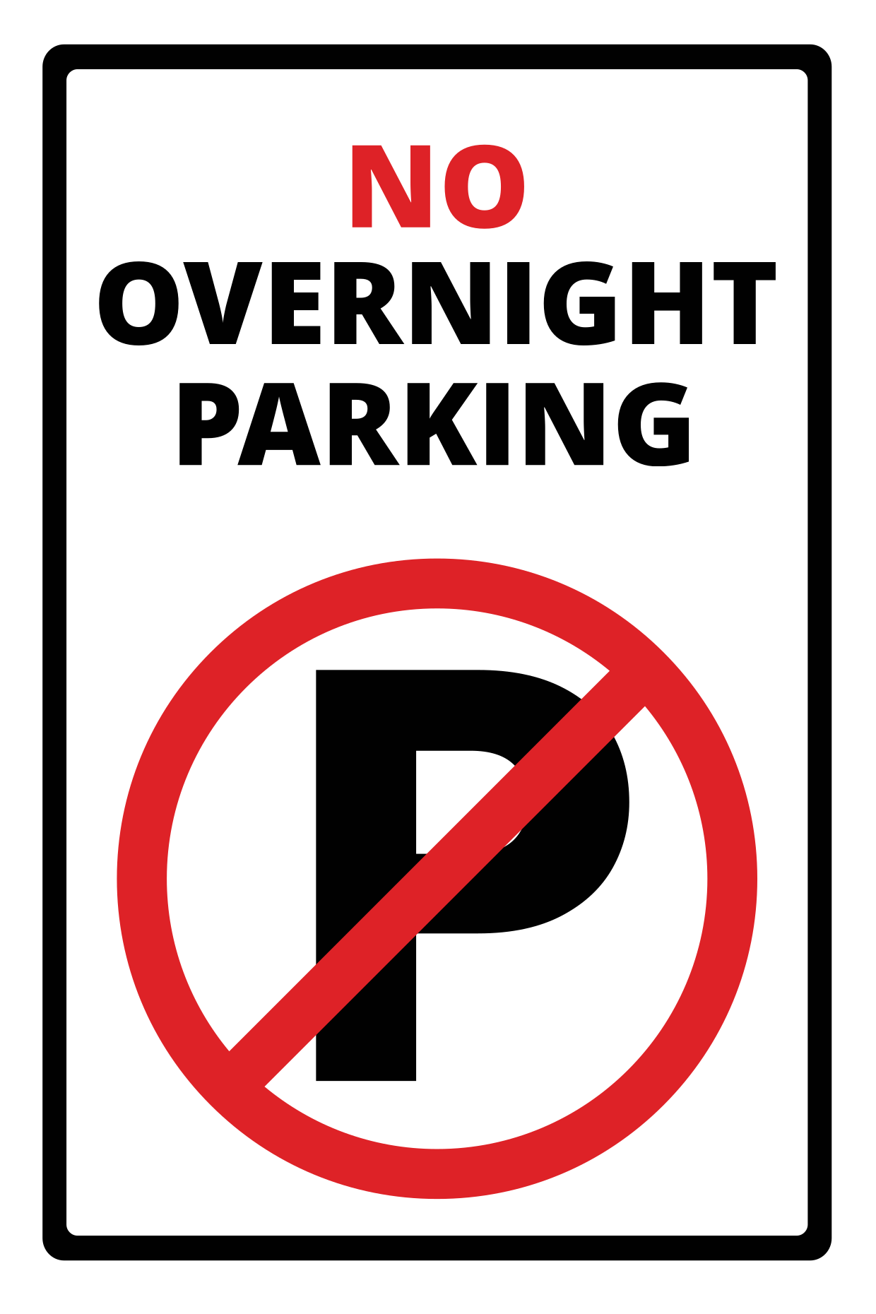 Black and White No Overnight Parking sign Template | Square Signs