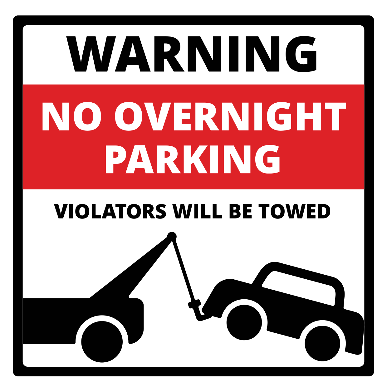 Red and Black No Parking Warning Sign Template | Square Signs