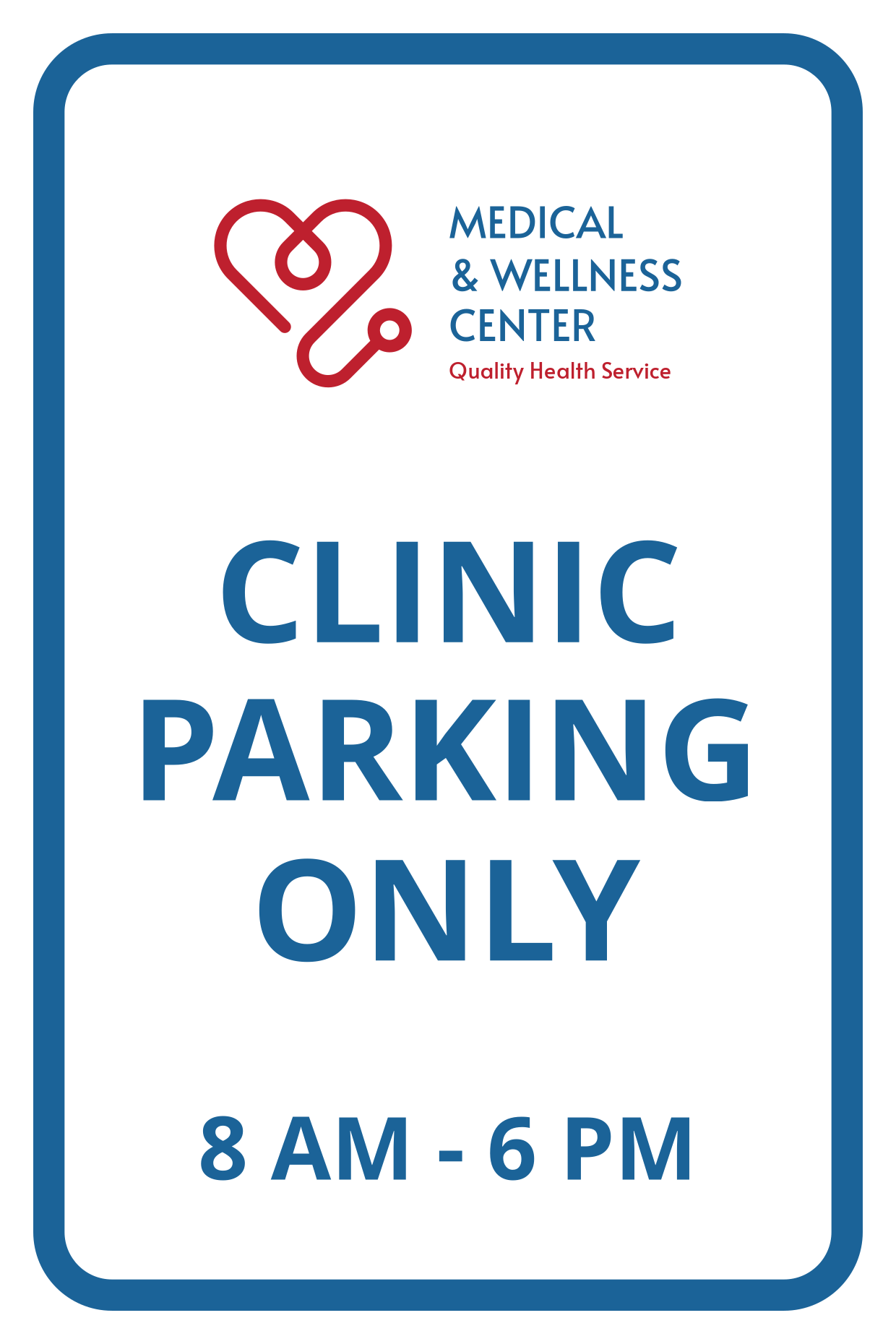 Clinic Parking Only Wellness Center Template | Square Signs