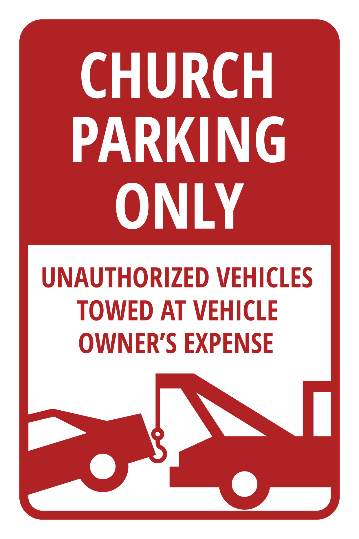 Church Parking Only Tow Warning Sign Template | Square Signs