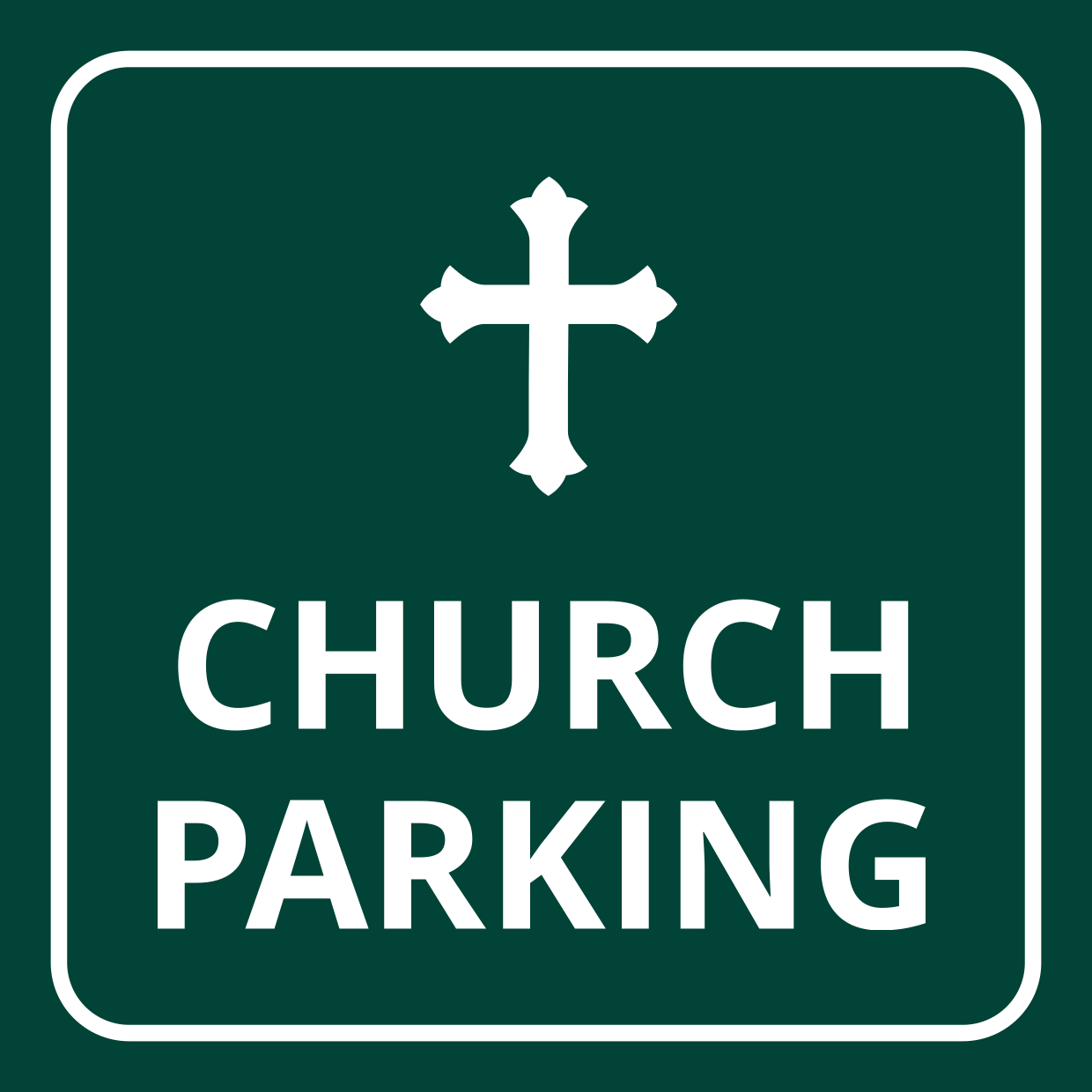 Green and White Church Parking With Cross Symbol Template | Square Signs