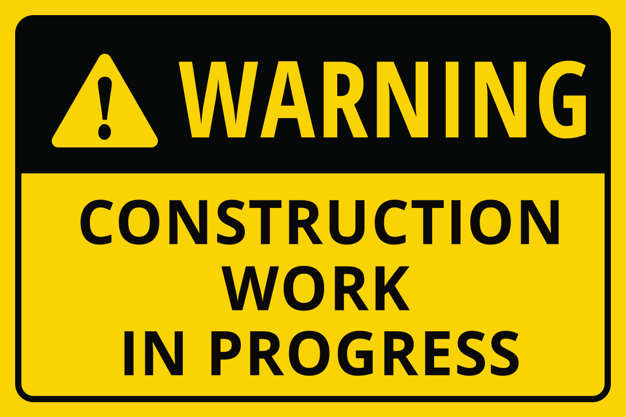 Black and Yellow Construction Work in Progress Sign Template | Square Signs