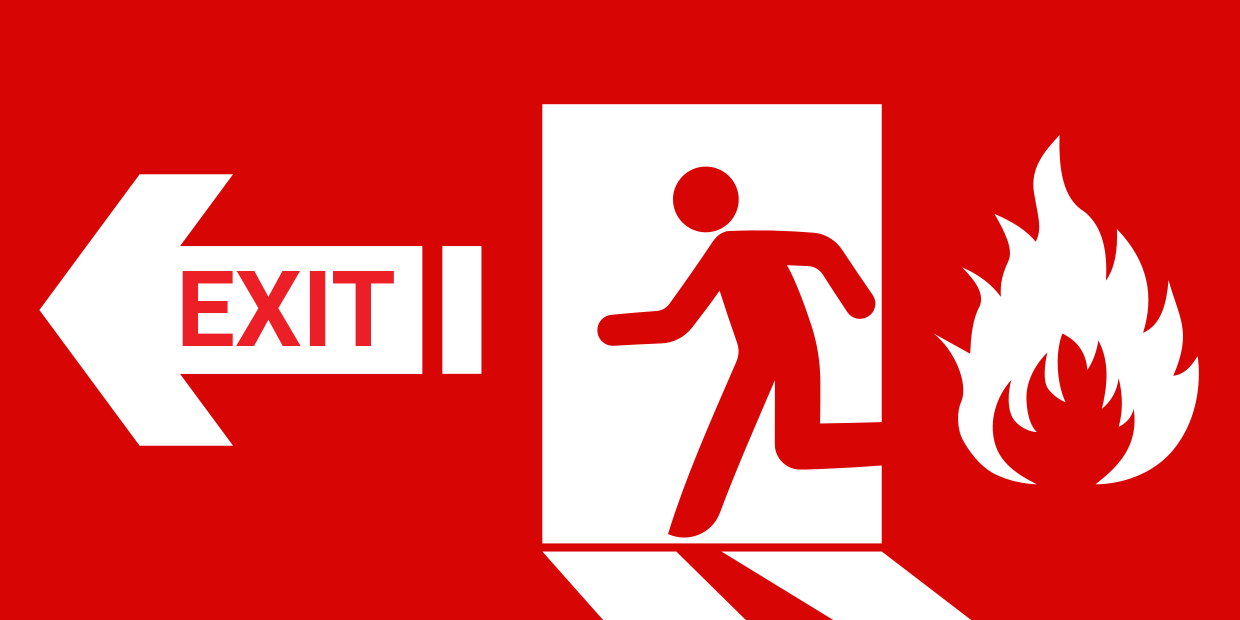 Directional Fire Exit Sign Template | Square Signs
