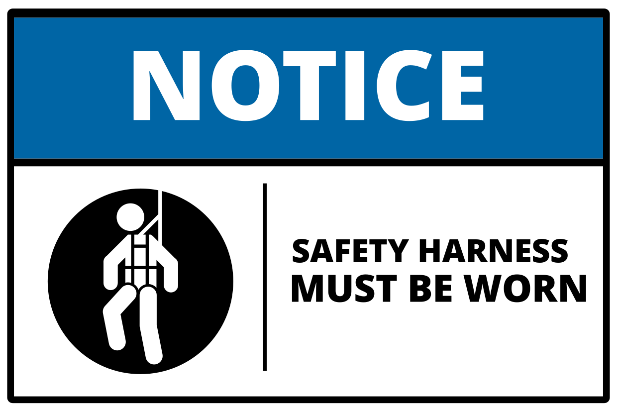 Safety Harness Required Sign Template | Square Signs
