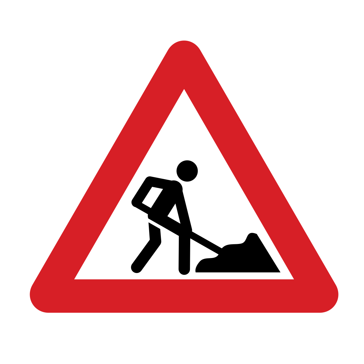Red Triangle Road Works Sign Template | Square Signs