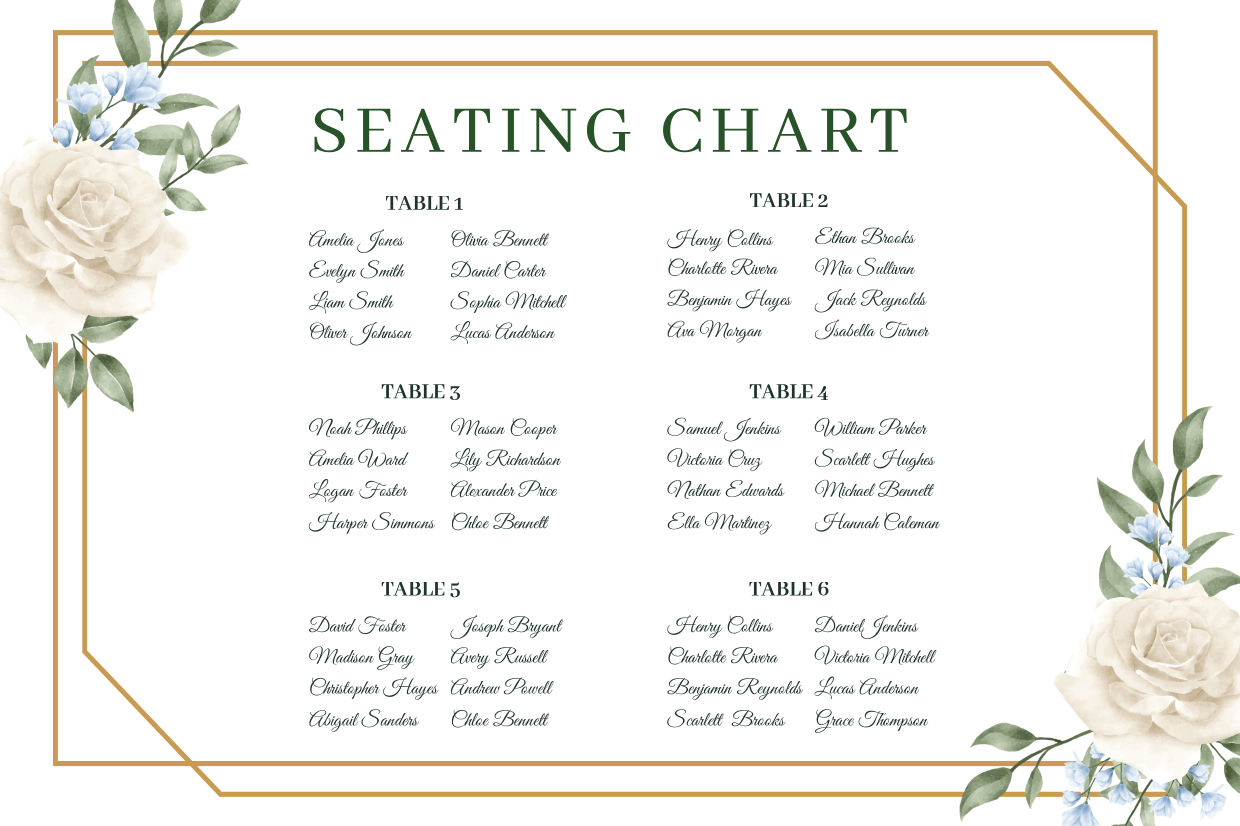 Romantic Wedding Seating Chart Sign Template | Square Signs