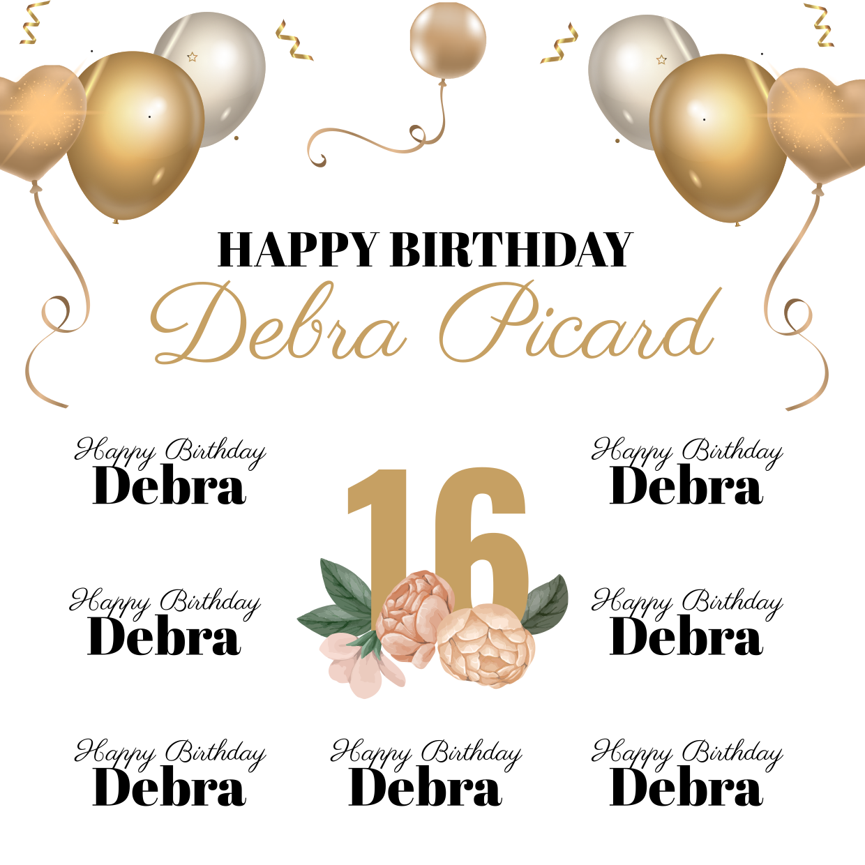 Sweet Sixteen Birthday Backdrop Sign Template | Square Signs