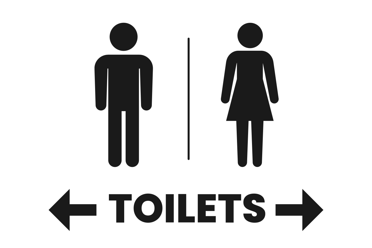 Dual Arrows Toilets Wayfinding Sign Template | Square Signs
