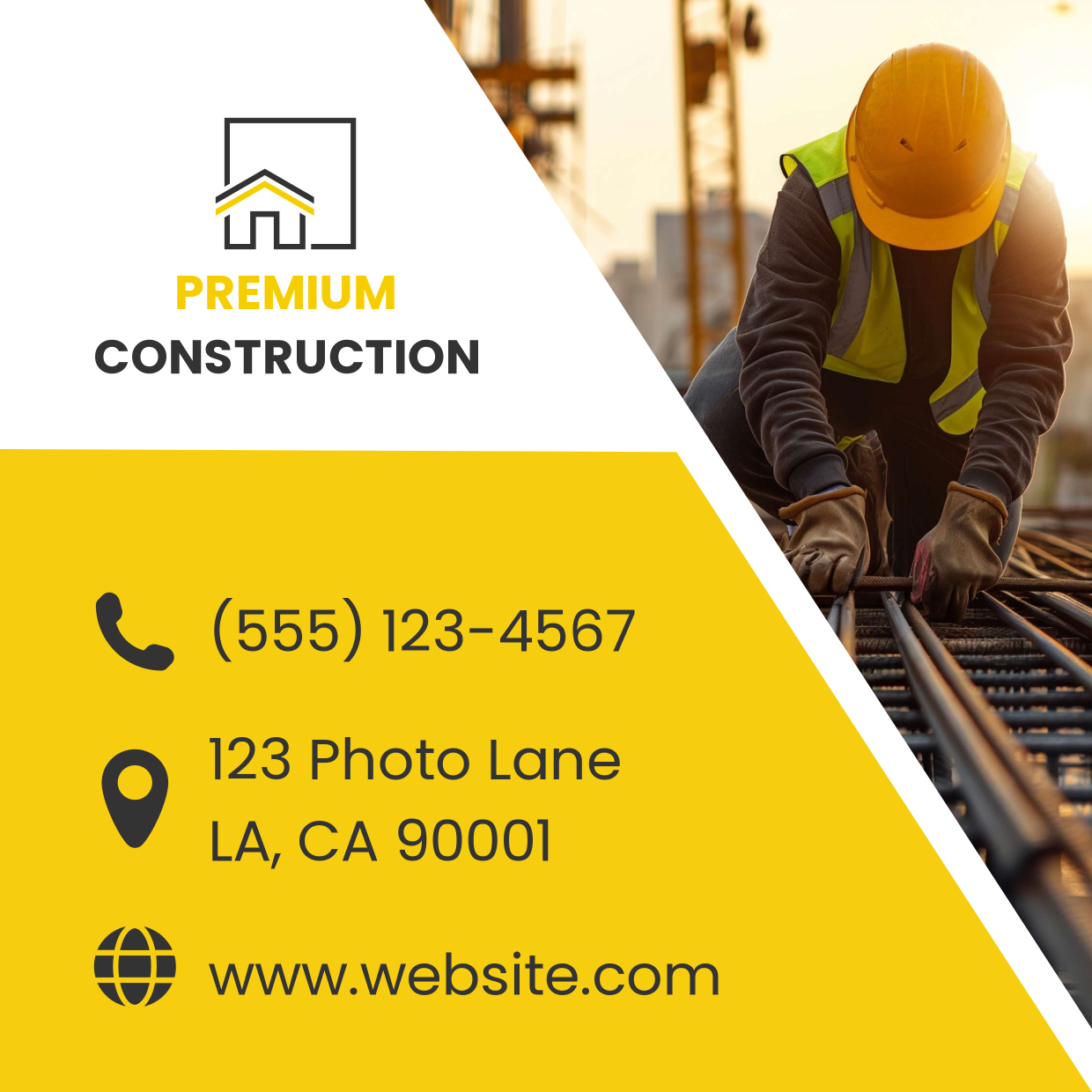 Premium Construction Business Sign Template | Square Signs