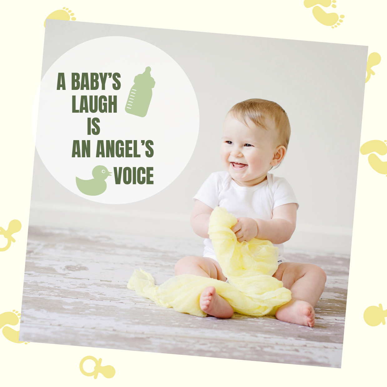 Baby Laughing Photo, Quote and Baby Themed Icons Template | Square Signs