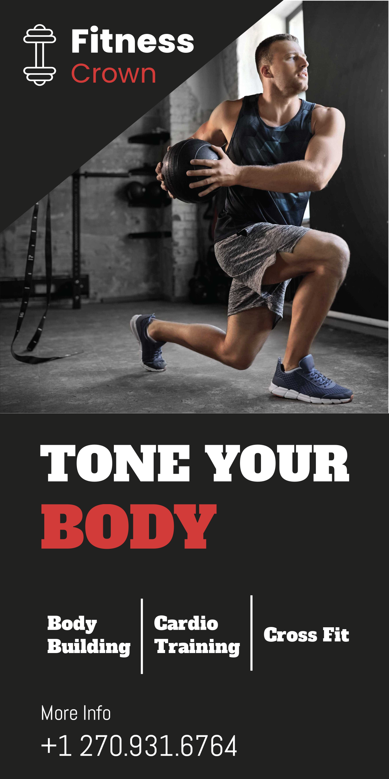 Man With Exercise Ball Fitness Workout Gym Template | Square Signs