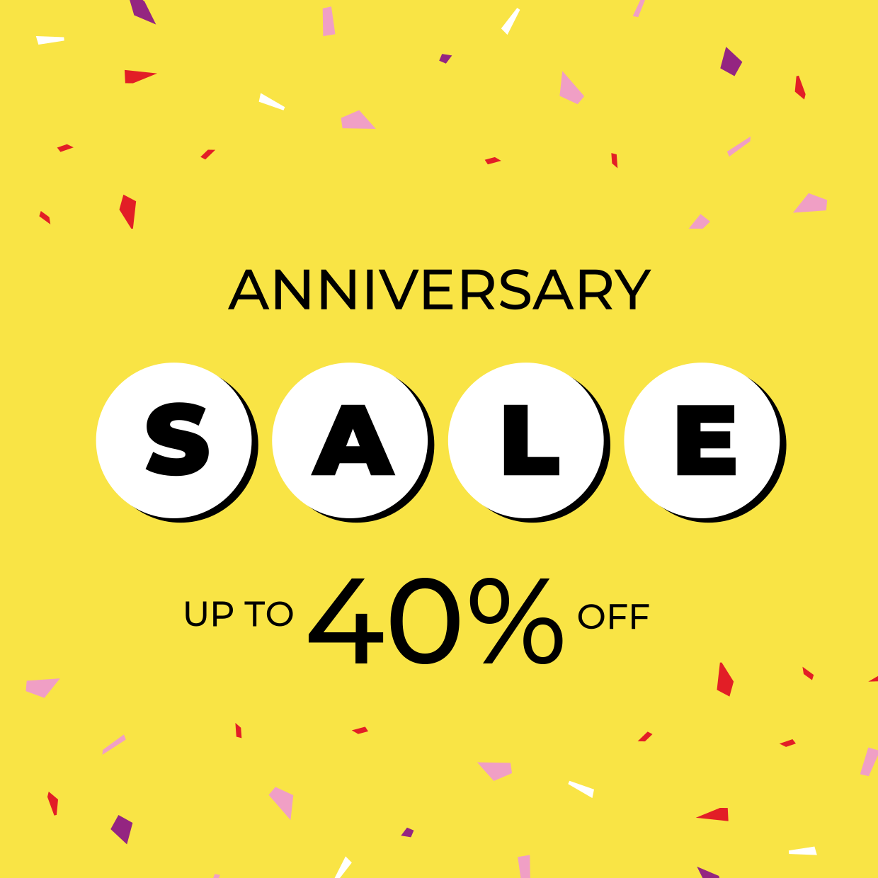 Yellow Anniversary Confetti Retail Store Sale Sign Template | Square Signs