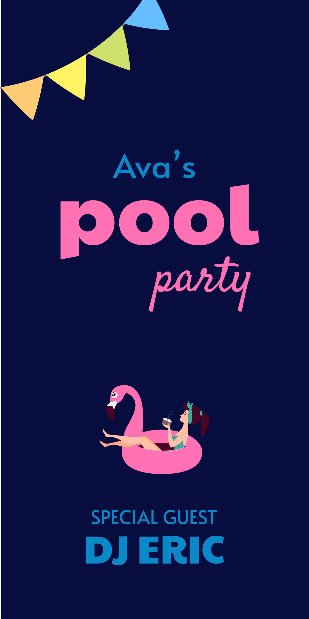 Pool Party Flamingo Floatie Event Announcement Template | Square Signs