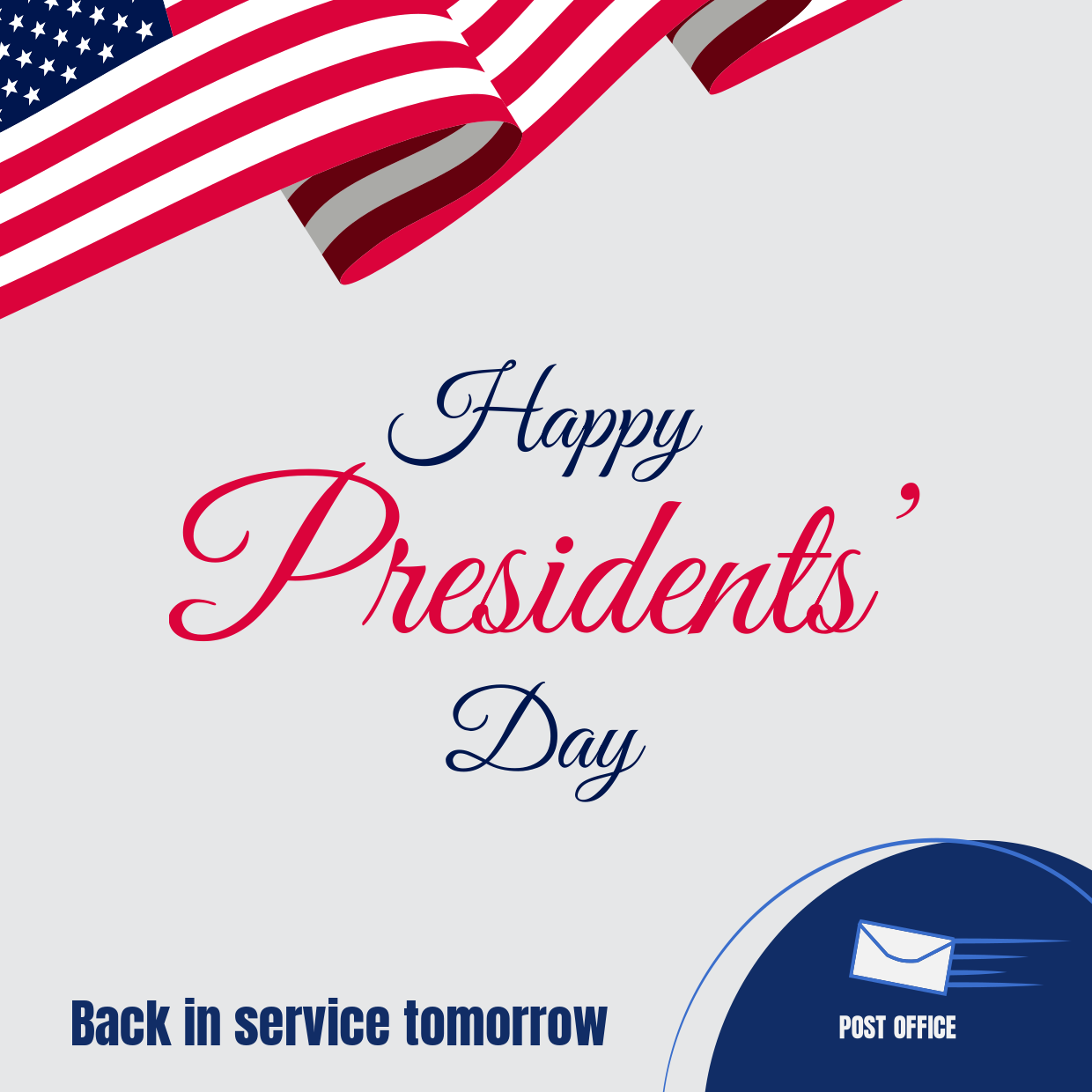 Red, White and Blue Presidents' Day Closed Sign Template | Square Signs