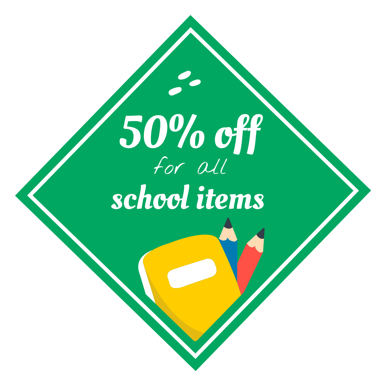 Green School Pencil and Notebook Sale Sign Template | Square Signs