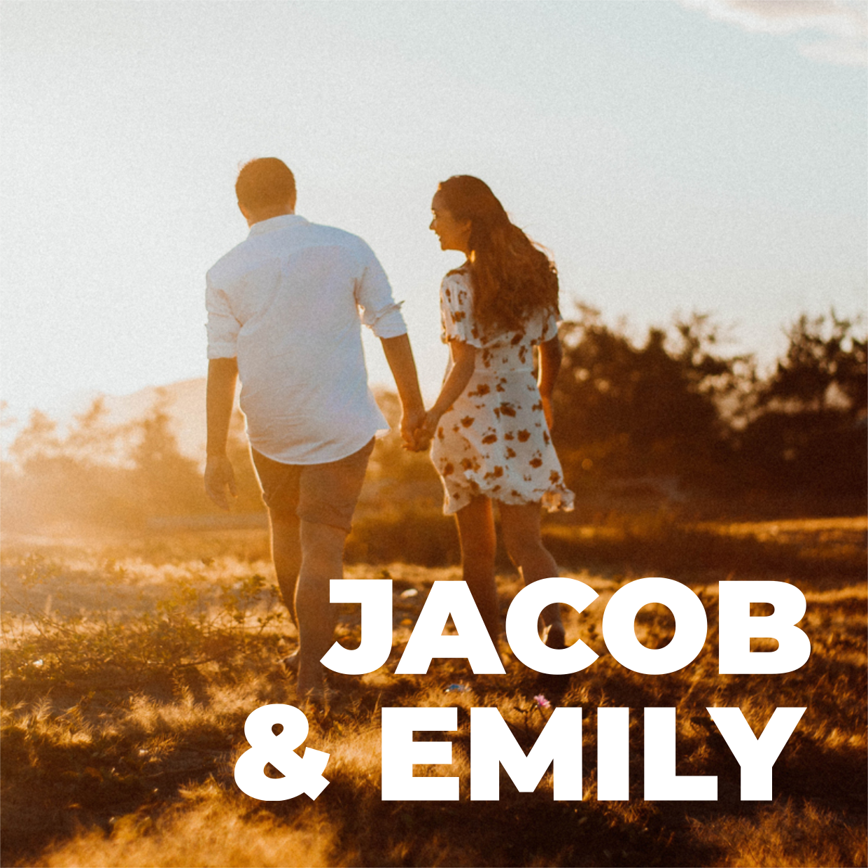 Romantic Couple in Golden Hour Photo With Names Template | Square Signs
